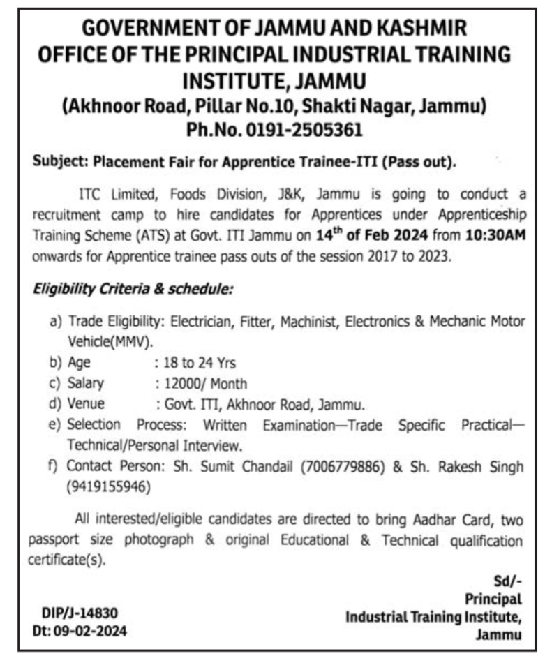 Recruitment Fair in J&K 2024 Apply Salary: Rs.12,000/ - JKUpdate.in