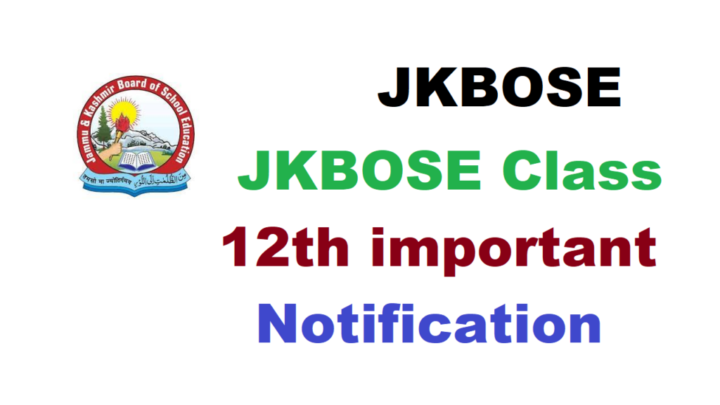 JKBOSE Class 12th important Notification - JKUpdate.in