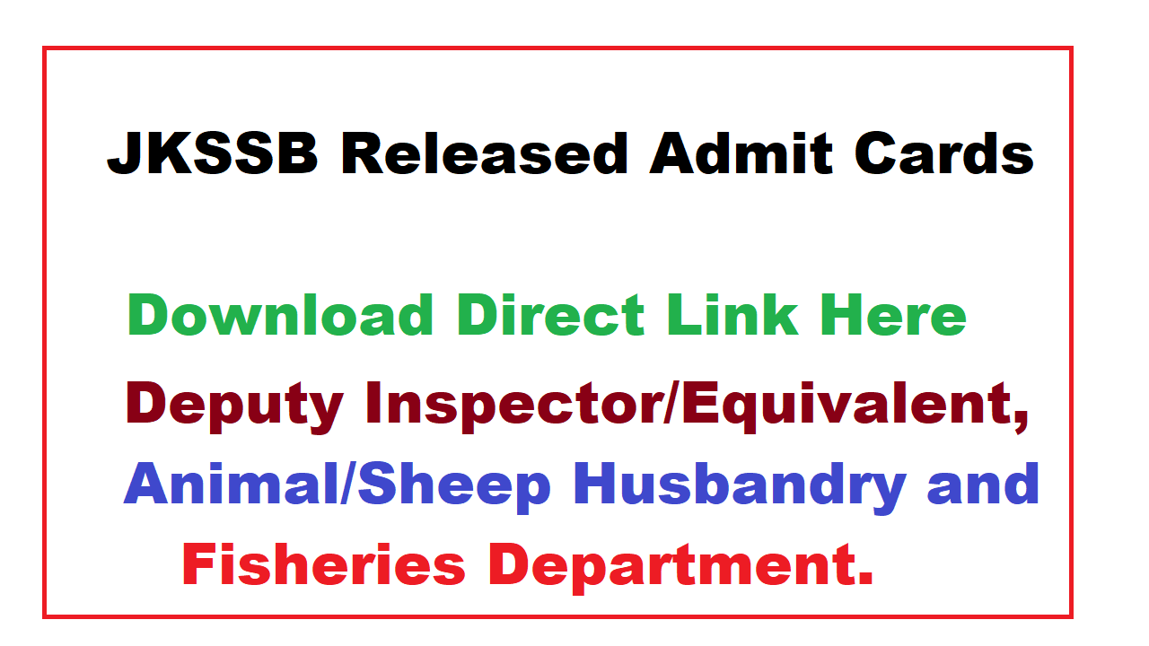 JKSSB Released Admit Cards Download Direct Link Here - JKUpdate.in