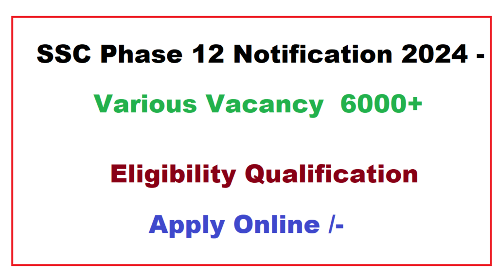 SSC Phase 12 Notification 2024 Eligibility Qualification Apply ...