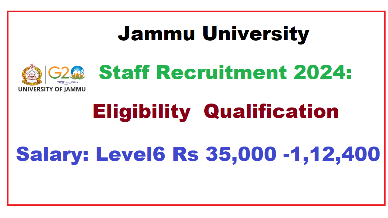 Jammu University Non-Teaching Staff Recruitment 2024: - JKUpdate.in